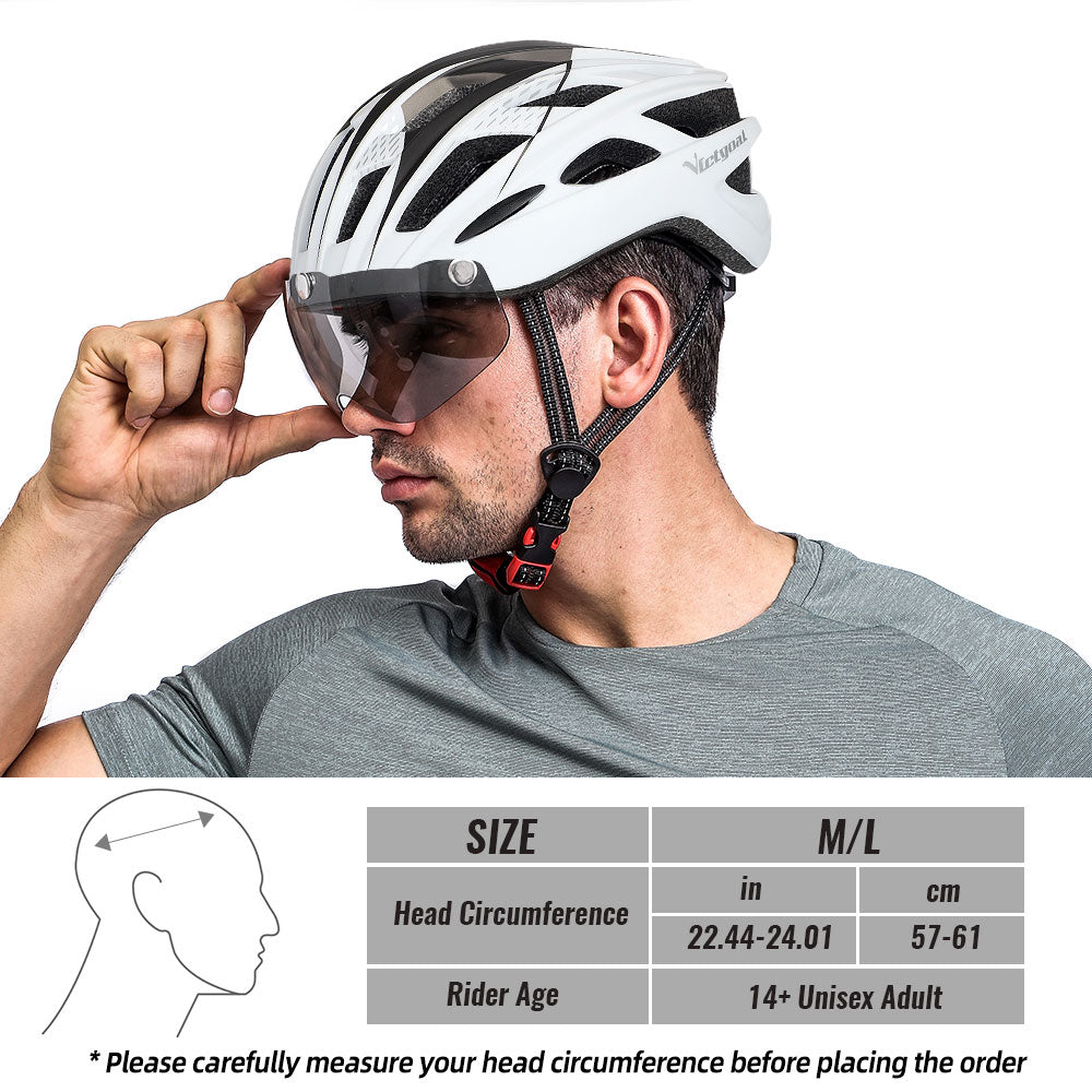 VICTGOAL // Goggles Bike Helmet with Light Road Bicycle Helmet MTBMountain Bike Helmet